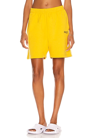 Balenciaga Political Campaign Sweat Short In Yellow In Yellow